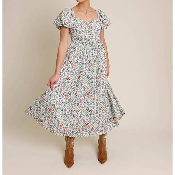 Moon River | Dresses | New Moon River Wildflower Basque Waist Dress In ...